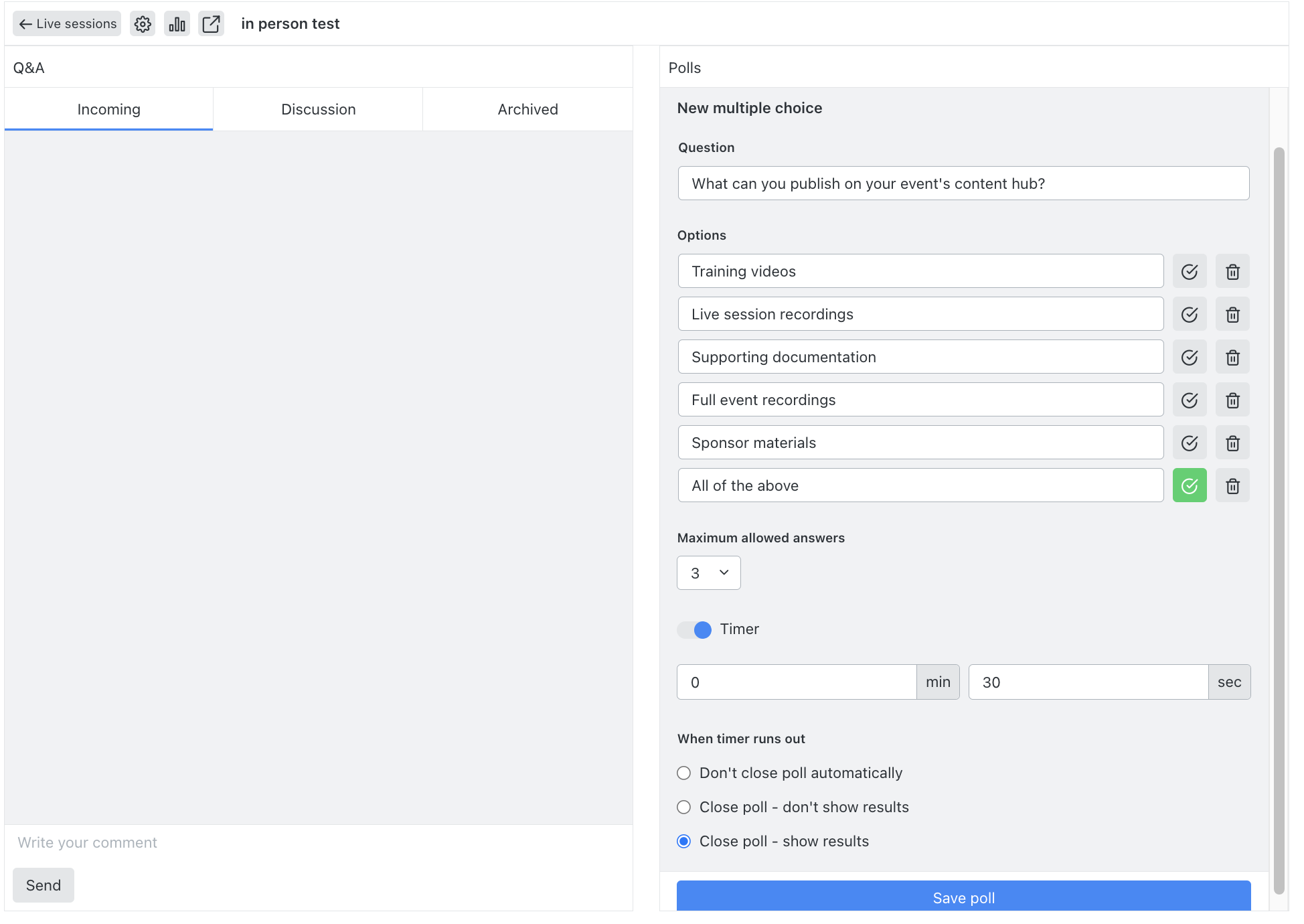 How to set-up and run a live session multiple choice poll – SpotMe ...