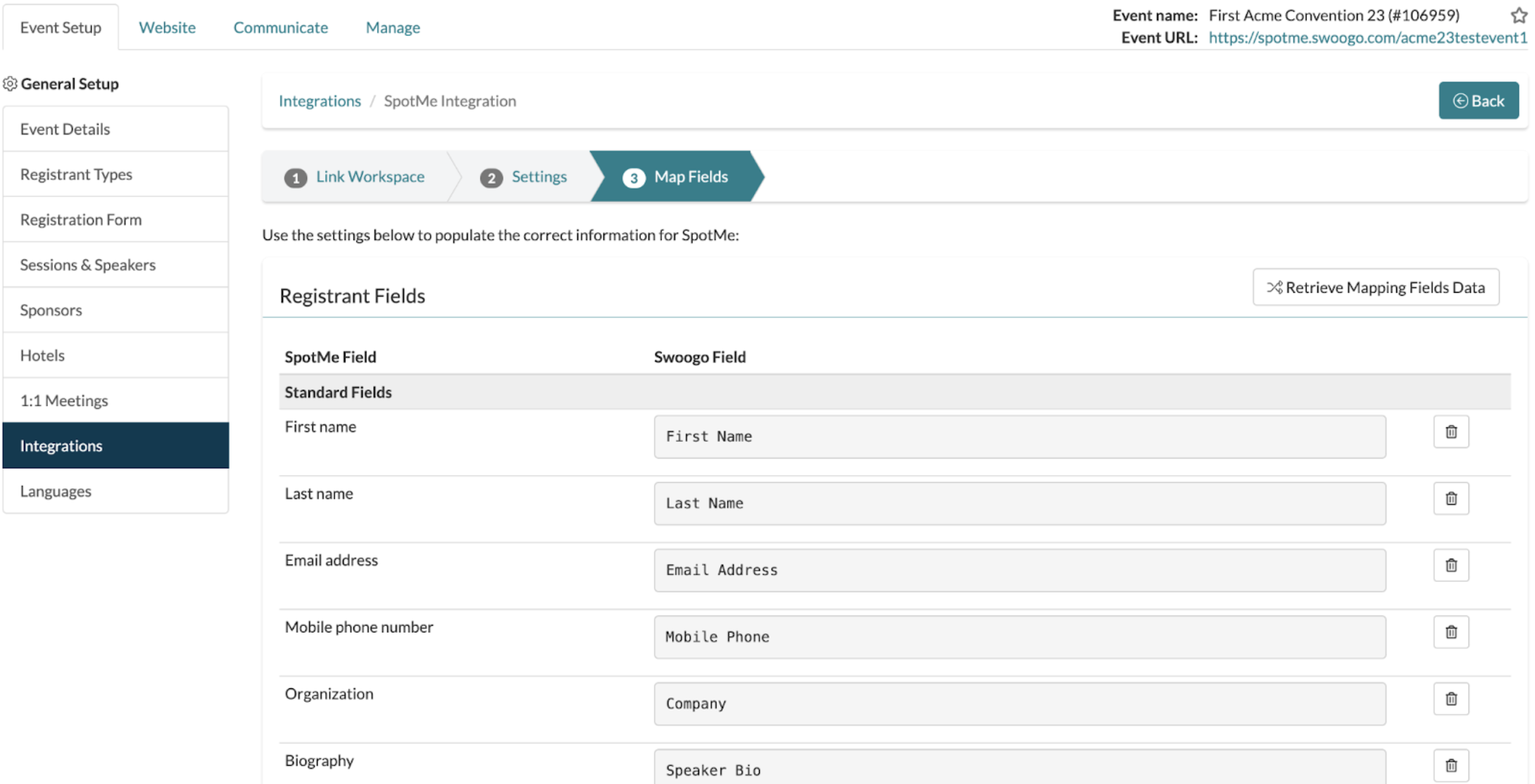 Swoogo integration – SpotMe knowledge base