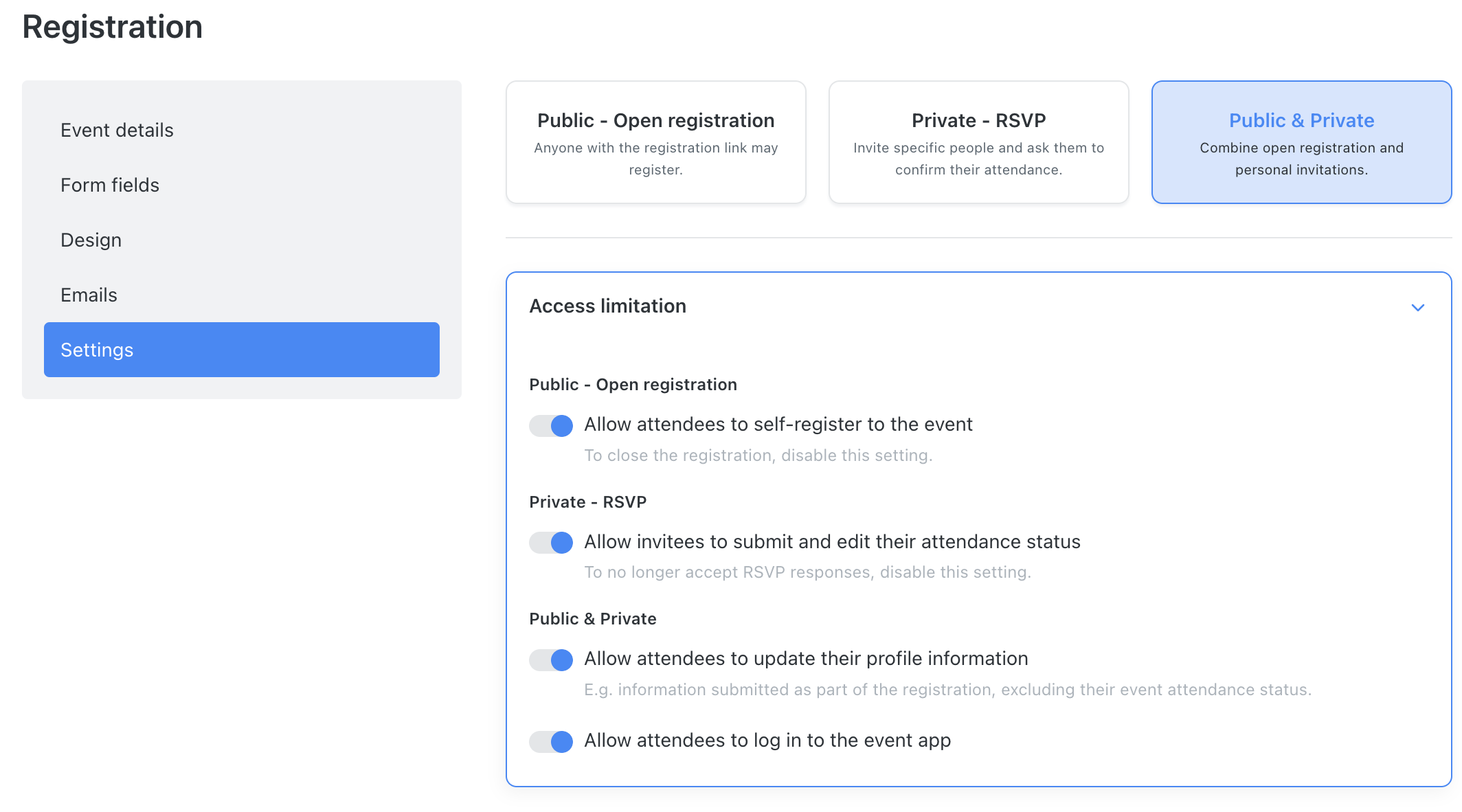 Using private (RSVP) and public registration combined – SpotMe knowledge base