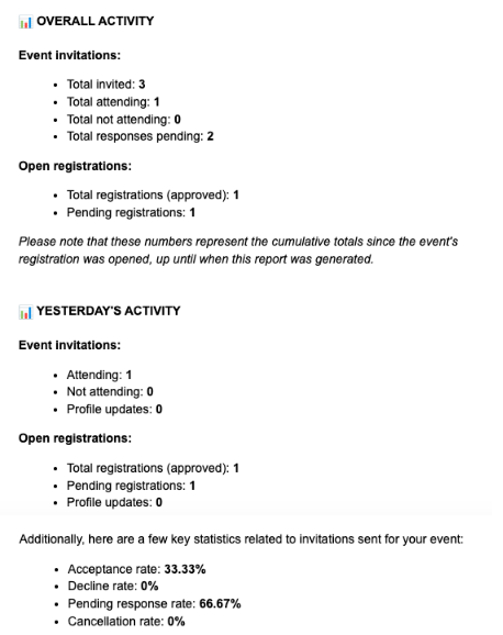 How to receive a daily email summary of your event's registration ...
