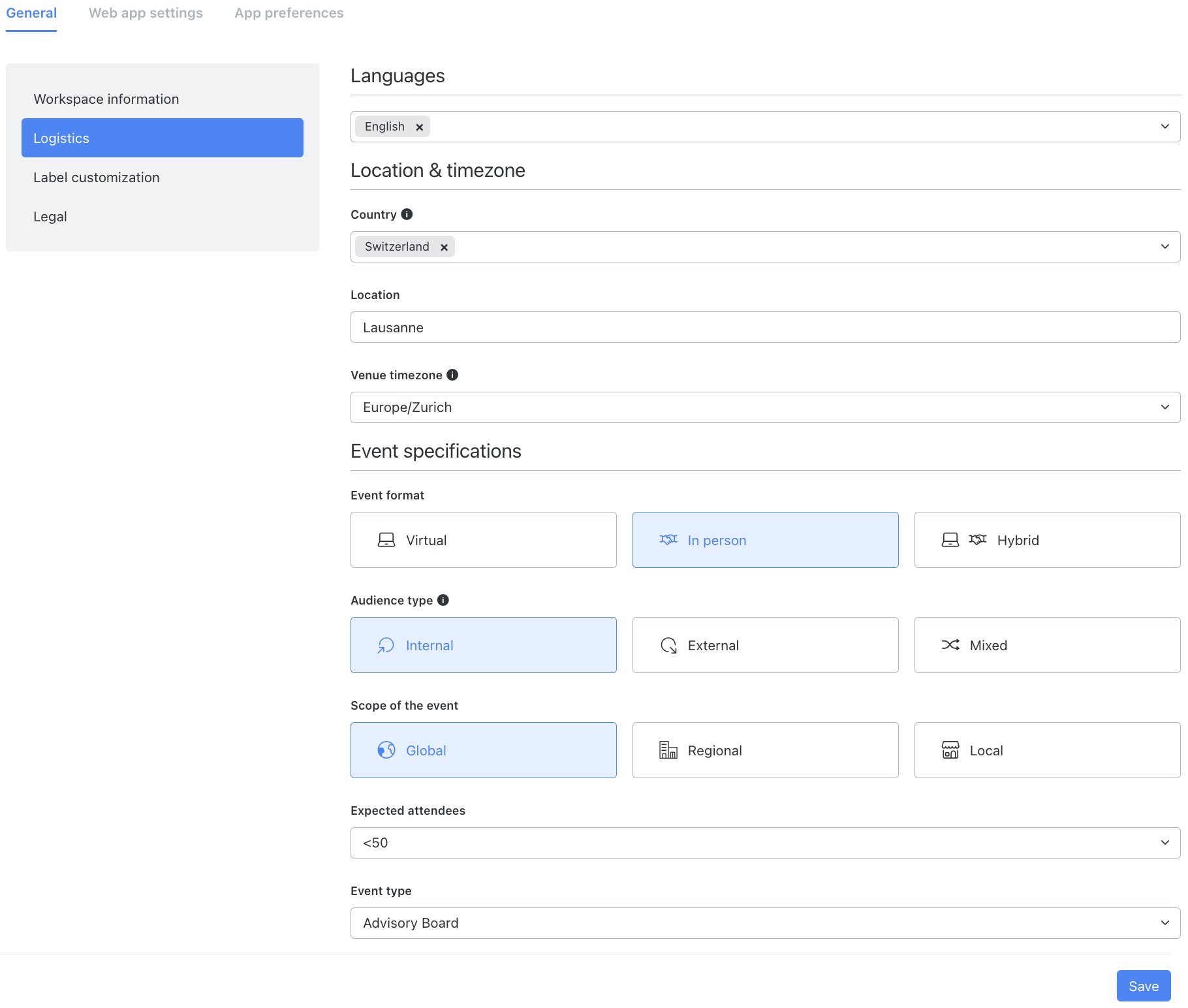 Overview of workspace settings – SpotMe knowledge base