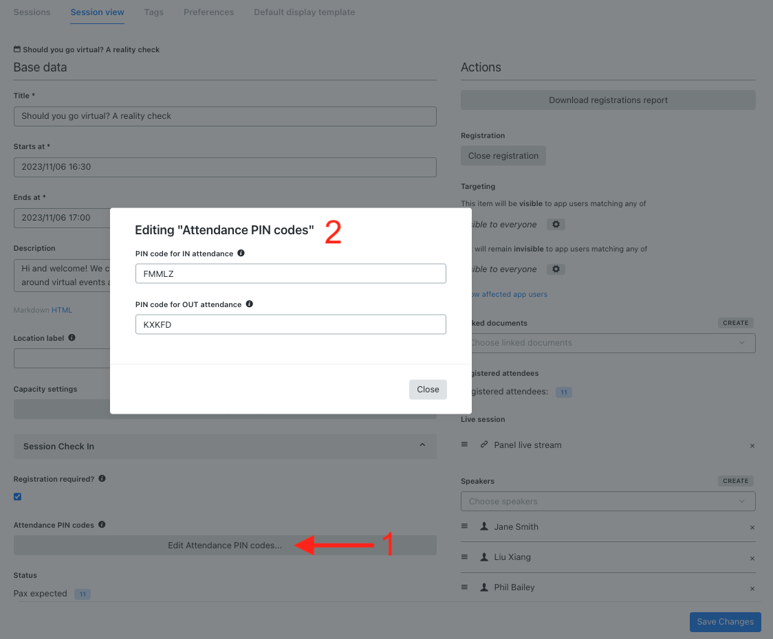 How to manage agenda session check-ins – SpotMe knowledge base