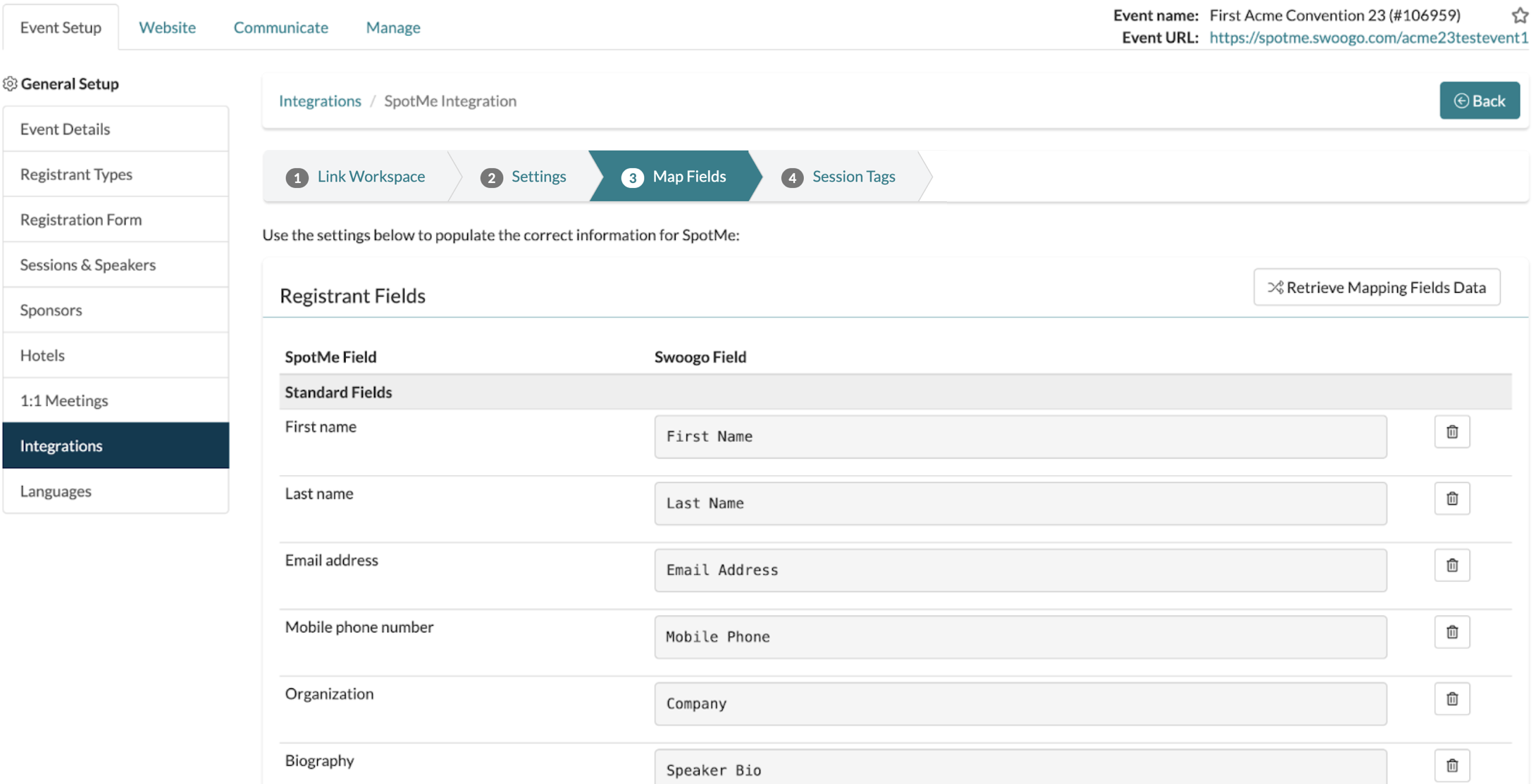 Swoogo integration – SpotMe knowledge base
