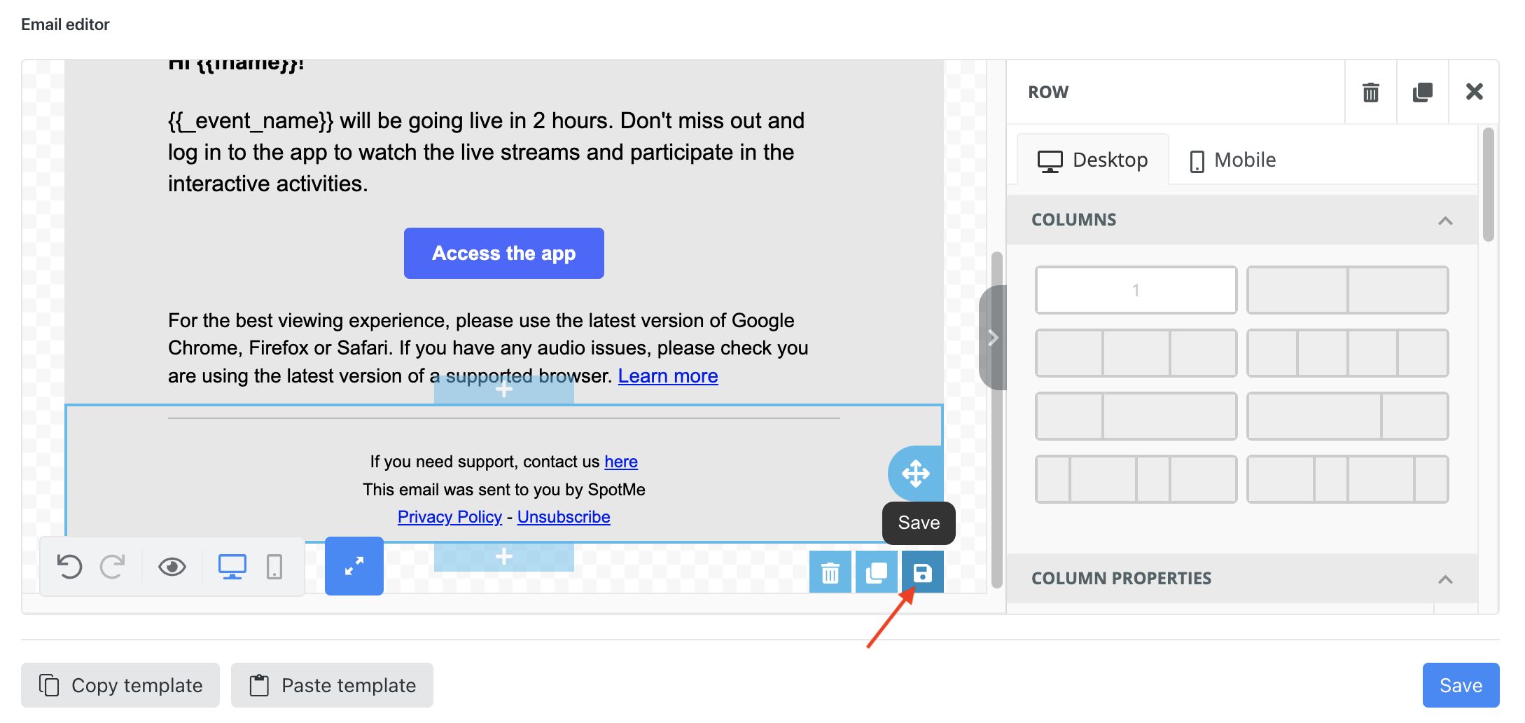 Managing and creating email templates – SpotMe knowledge base