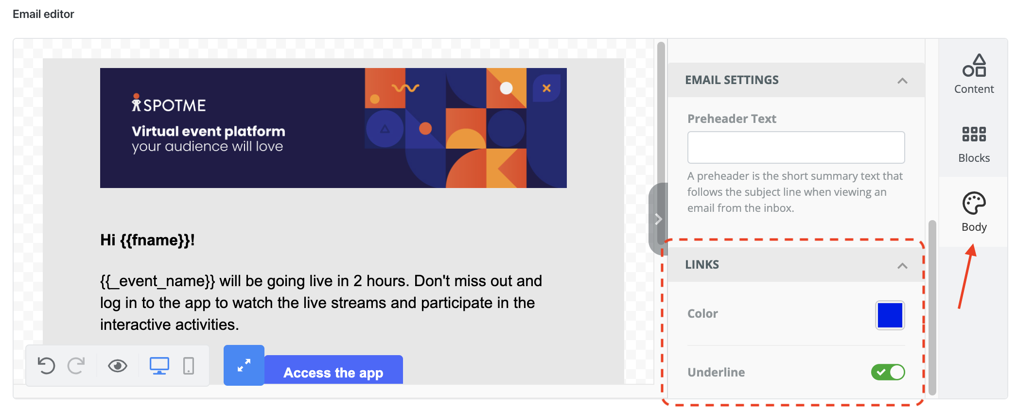 Managing and creating email templates – SpotMe knowledge base